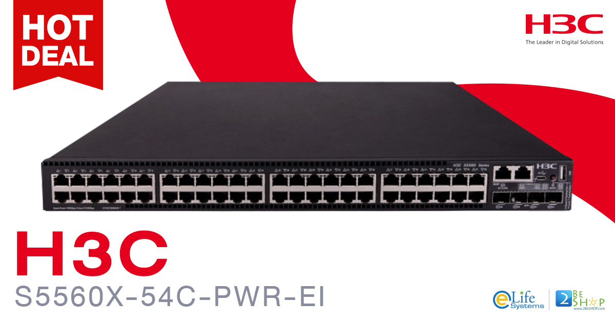 ช้อป [LS-5560X-54C-PWR-EI-GL] H3C S5560X-54C-PWR-EI ราคาถูก ซื้อออนไลน์ที่นี่ ส่งฟรี